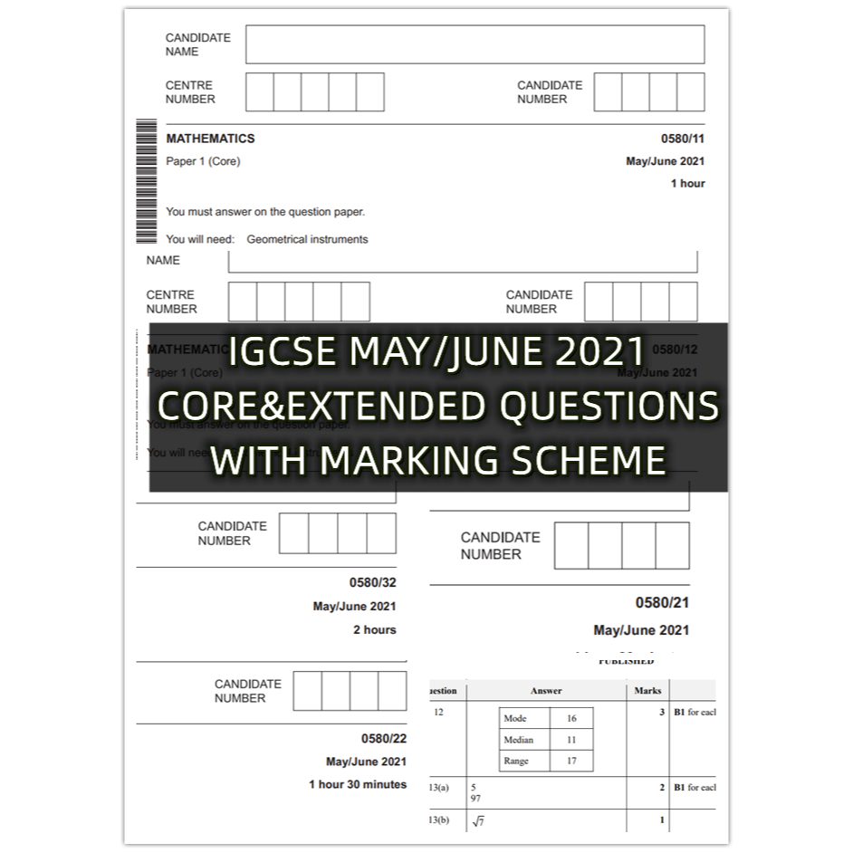 IGCSE 2021 MATHEMATICS [MAY/JUNE] CORE EXTENDED QUESTION WITH MARKING SCHEME | Shopee Malaysia