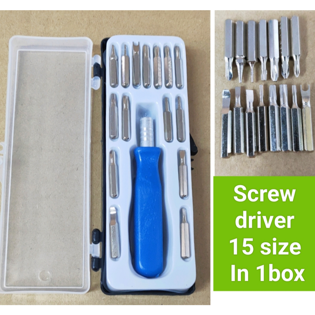 Screw Driver 15 size in 1box Pemutar skru screwdriver | Shopee Malaysia