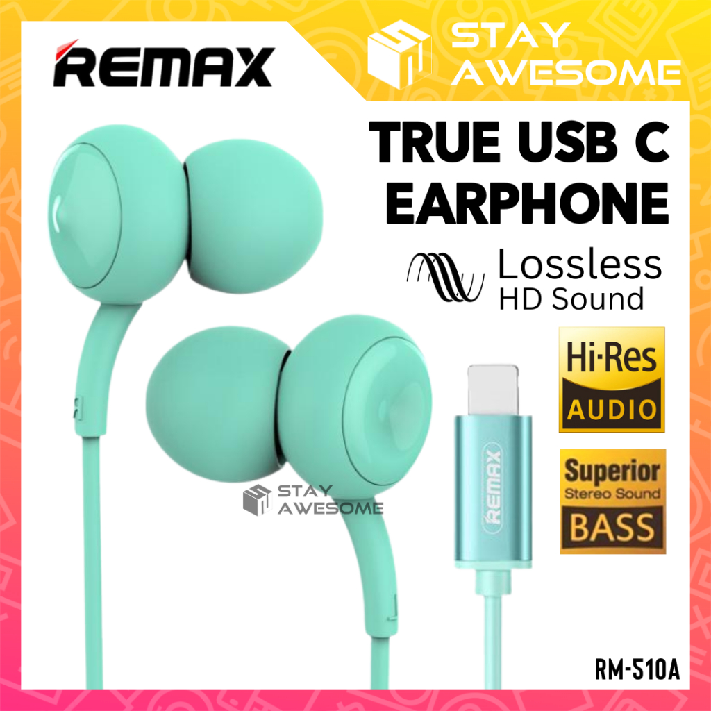 REMAX Original Type C Bass Earphones USB C In Ear Earphone With Mic ...