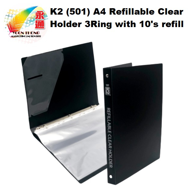 K2 (501) A4 A3 (503) Refillable Clear Holder 3Ring w/10 refill / PP ...