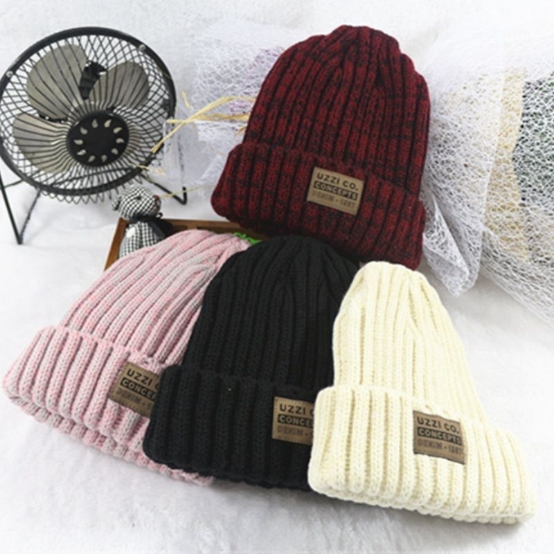Mixed Color Beanie Thick Woolen Hat Men Women Winter Outdoor Warm ...