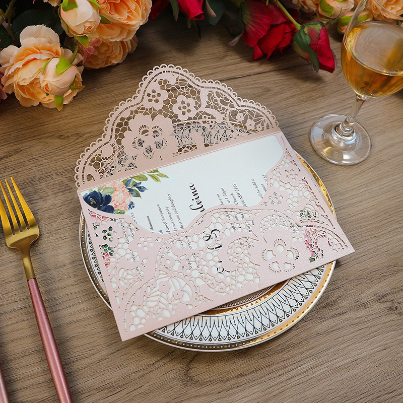 Europe Style Wedding Invitation Cards Flower Laser Cut Invitations for ...
