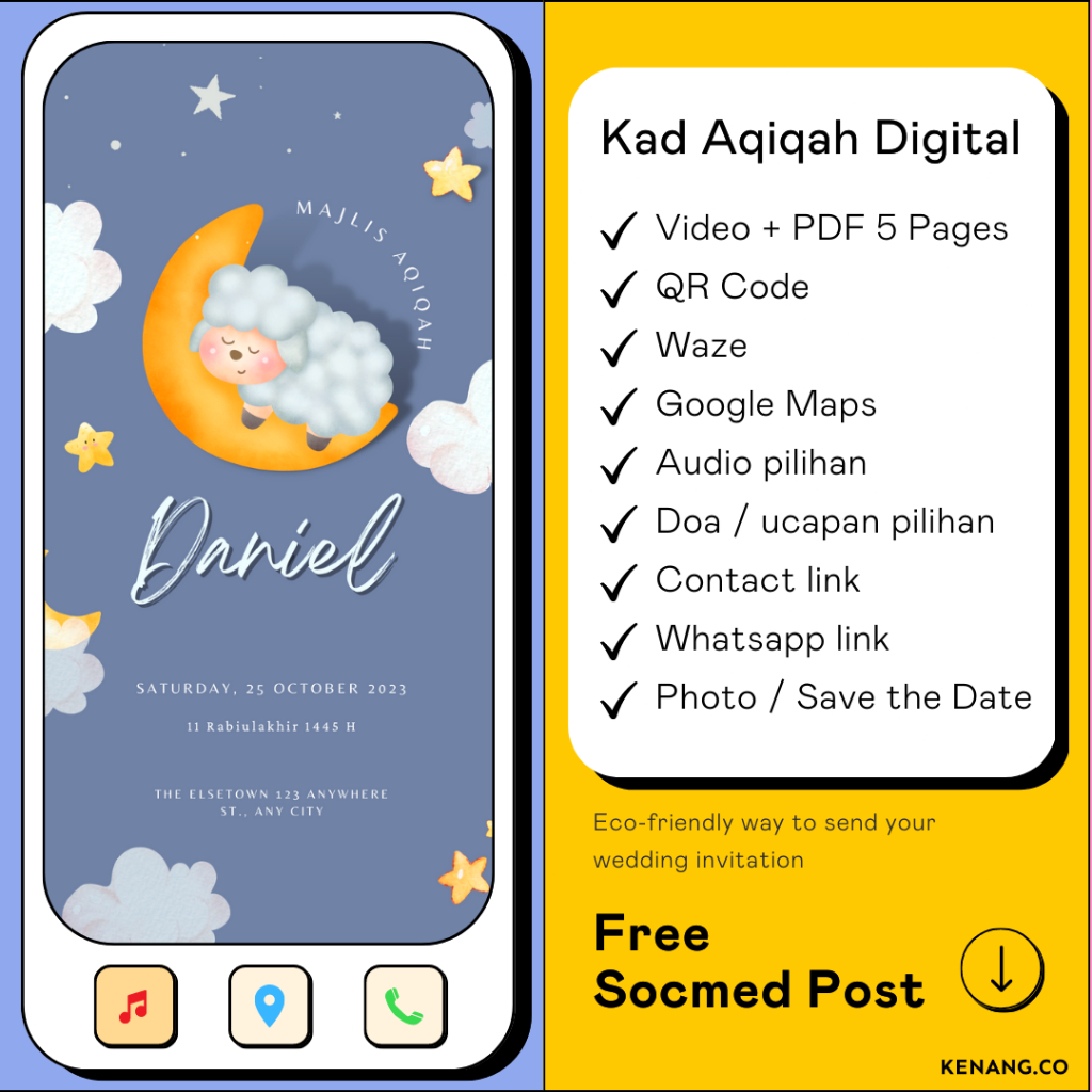 Kad Aqiqah Digital I Hari Jadi | Baby Shower E- Card I Custom Digital Invitation / Kad PDF/ Kad ...