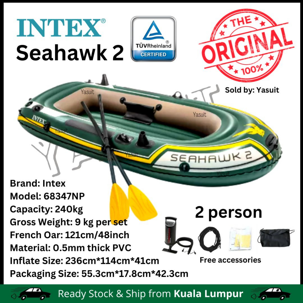 Intex Seahawk Inflatable Boat Kayak 2/3/4 Person 68347, 68380, 68351 ...