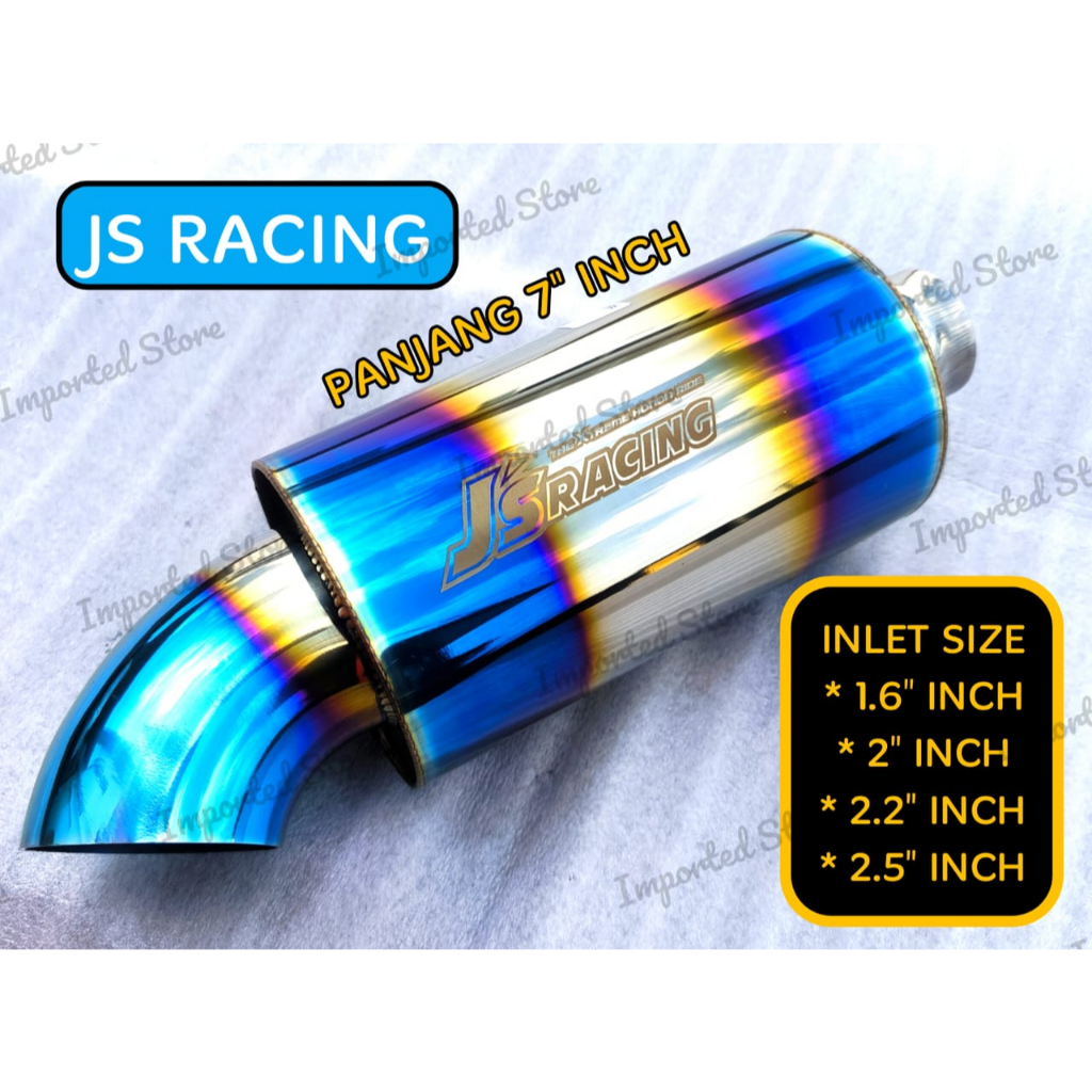 JS RACING Staight Flow Muffler, Body 4" Inch, panjang 7 Inch, sesuai ...