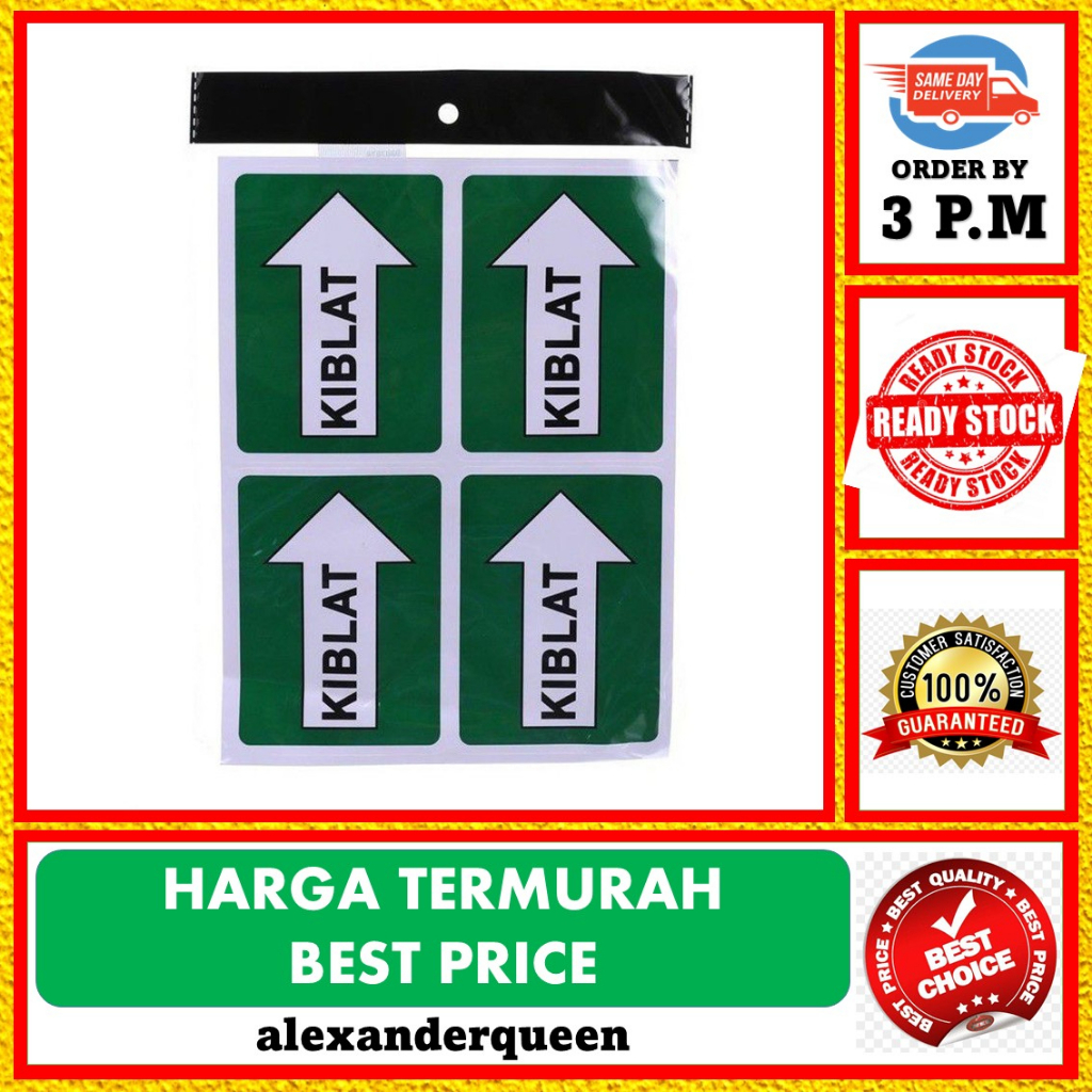 Arah Kiblat Sticker Pelekat Kiblat Sign Penunjuk Tanda Kiblat Islamic ...