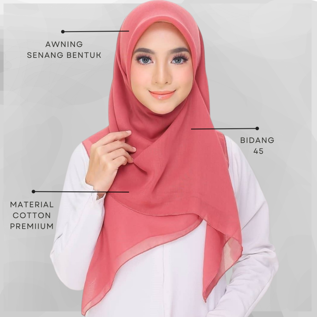 Tudung Bawal Cotton Plain Bidang 45 / Bawal batu plain / Bawal diamond plain #EXCLUSIVE🆕 ...