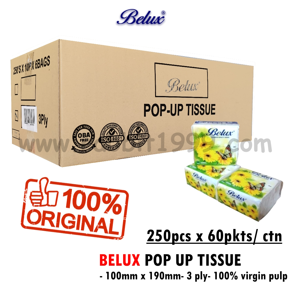 BELUX POP UP TISSUE (3 ply , 250pcs x 60pkts/ ctn) - belux pop up ...