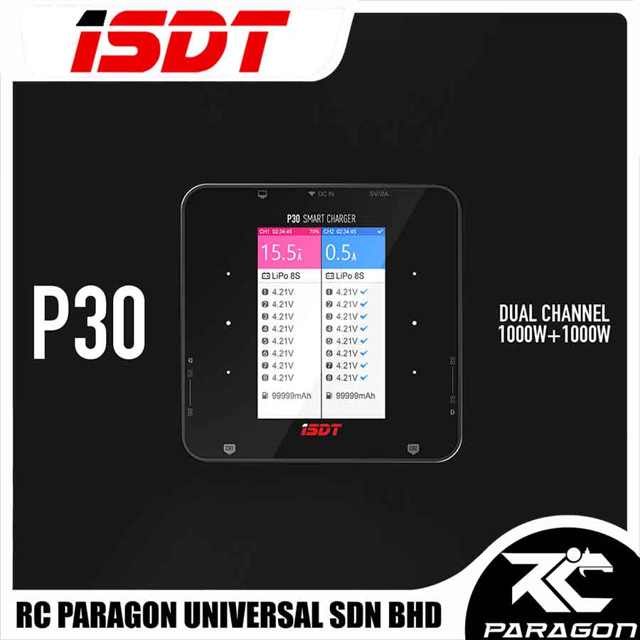 [2 YEARS WARRANTY] ISDT P30 Dual Balance Charger Dual Channel 1500W 30A For RC Car Racing Drone ...