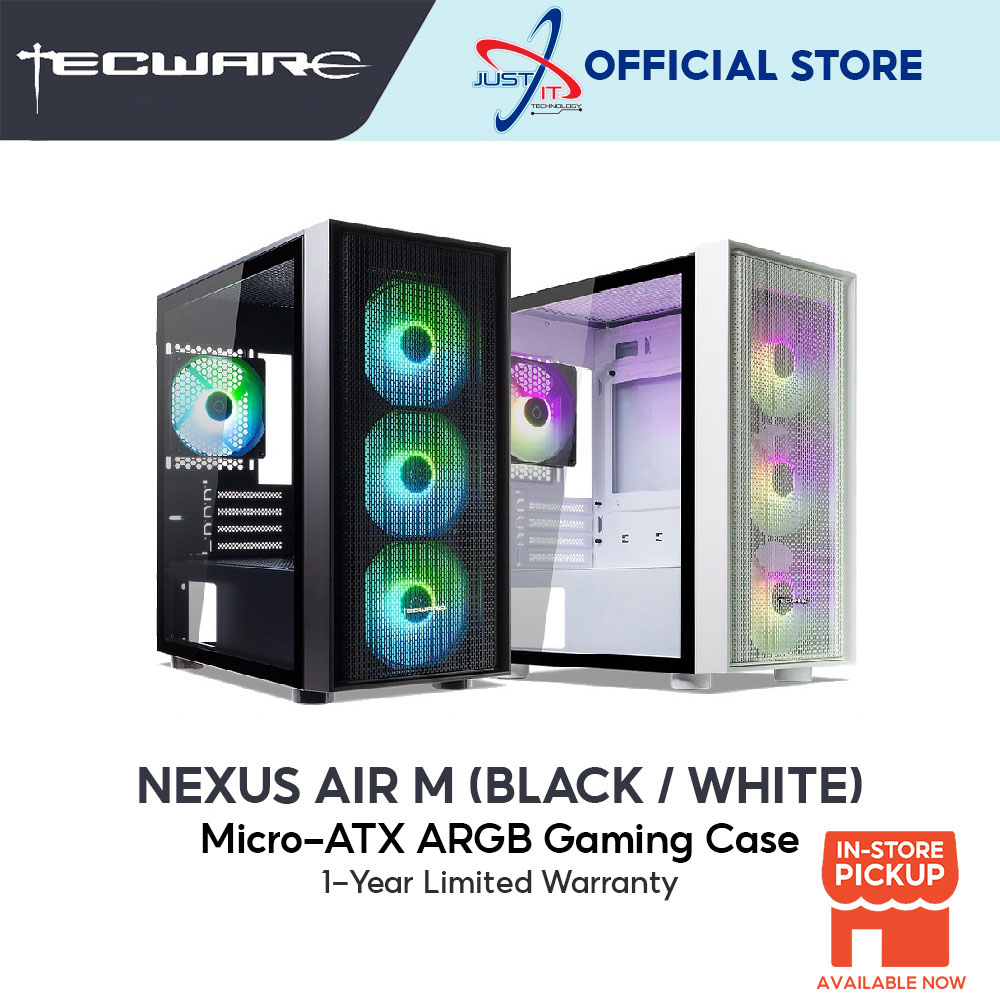 Tecware NEXUS AIR M (Black / White) TG ARGB M-ATX Case | Shopee Malaysia