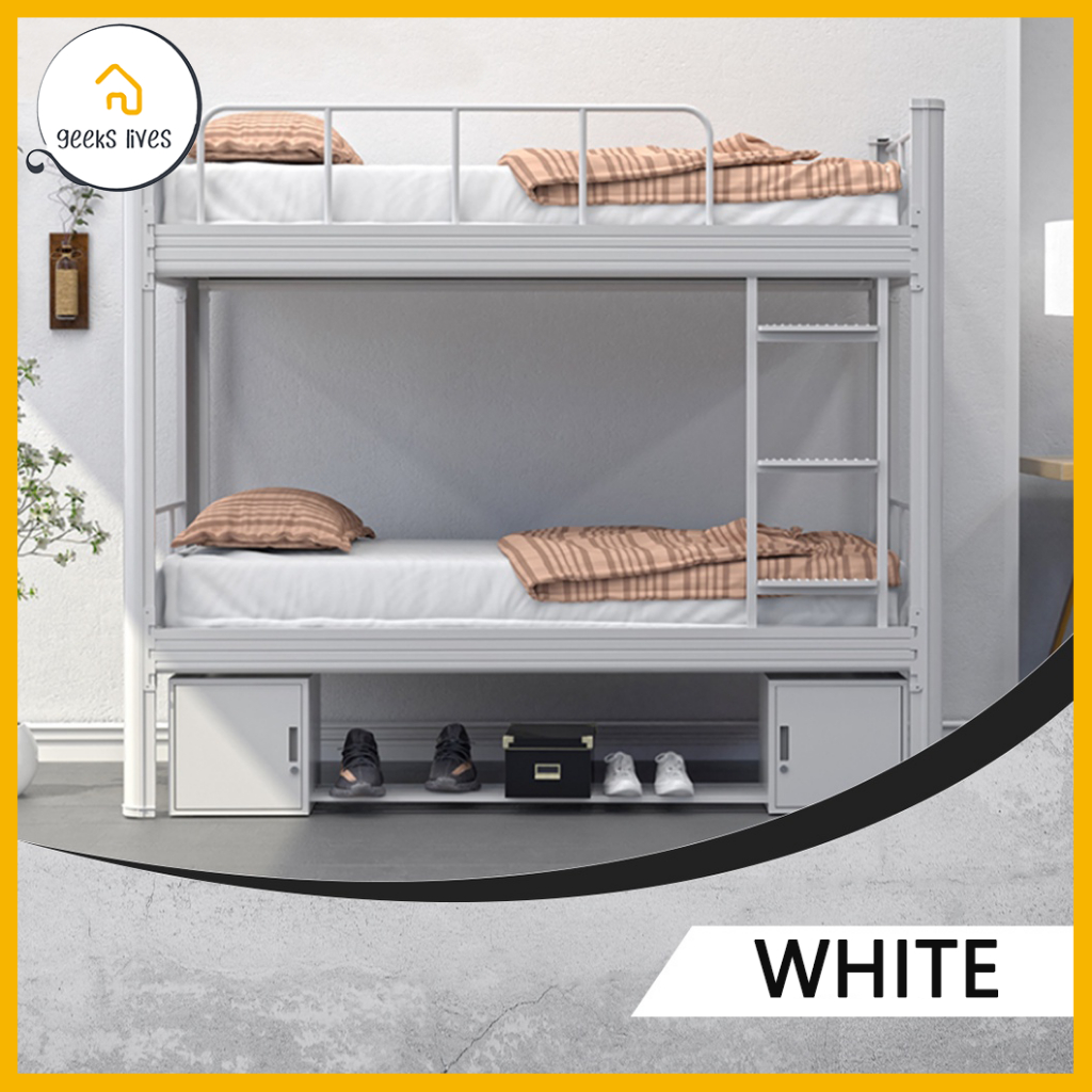 Geeks_ Double Decker Heavy Duty Extra Thick Steel Metal Frame Bunk Bed ...