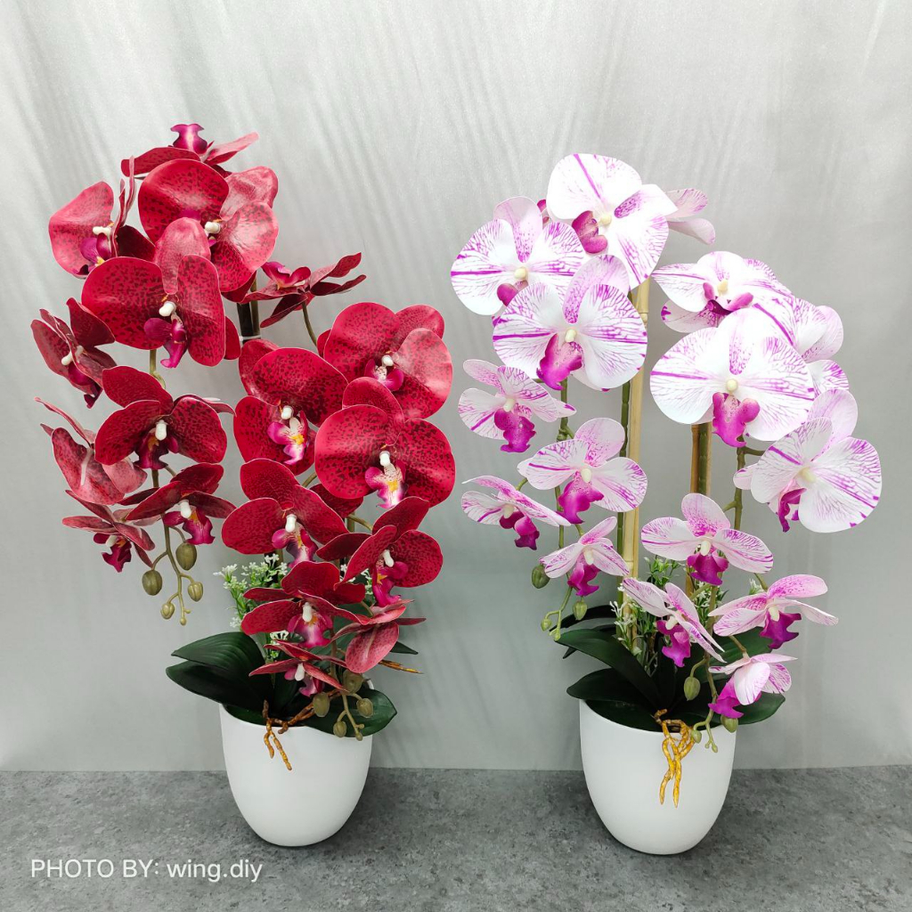 1 SET | ARITIFICIAL MIX COLOUR ORCHID LATEX FLOWER SET WITH PLASTIC POT ...