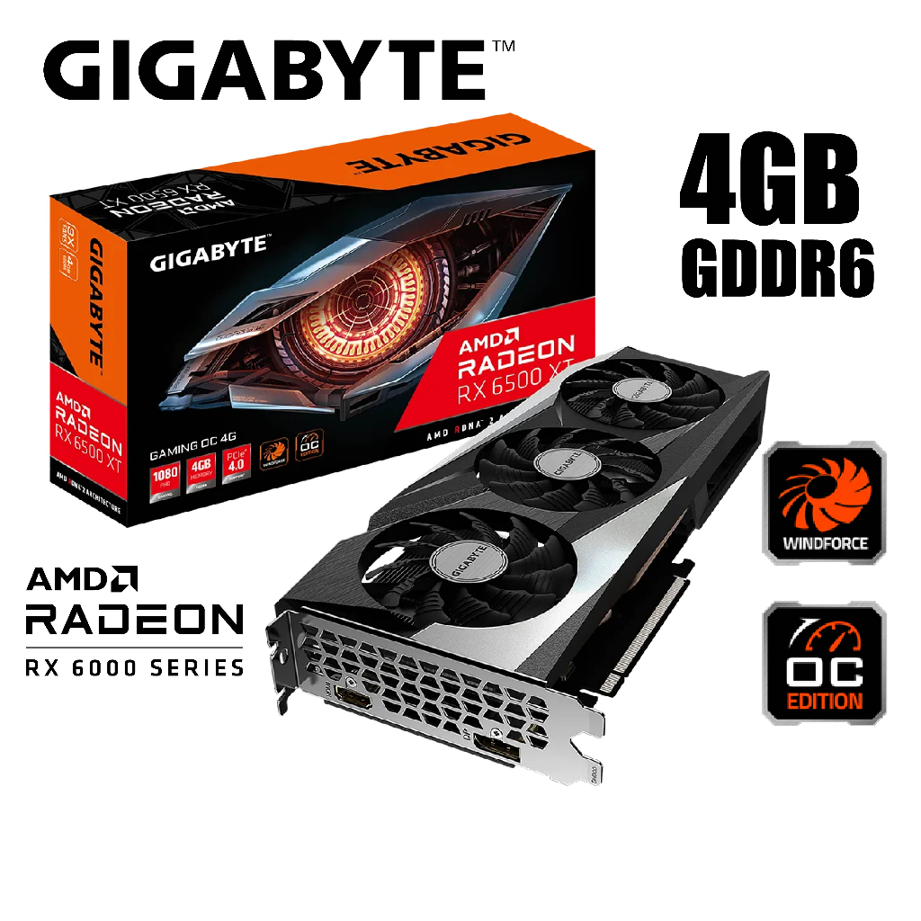 Gigabyte AMD Radeon RX6500XT GAMING OC 4GB PCI-E (GV-R65XTGAMING OC-4GD ...