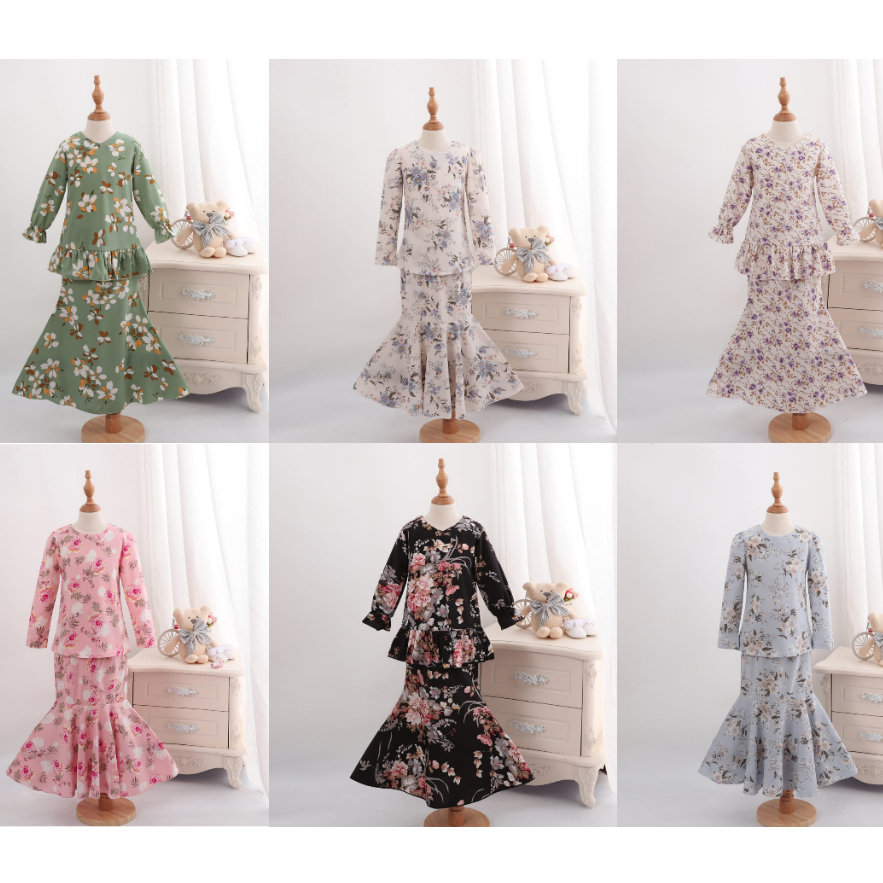 [ 2Y - 12Y ] Girl Baju Kurung Classic RAYA 2023 ( Baju Kurung Bunga ...