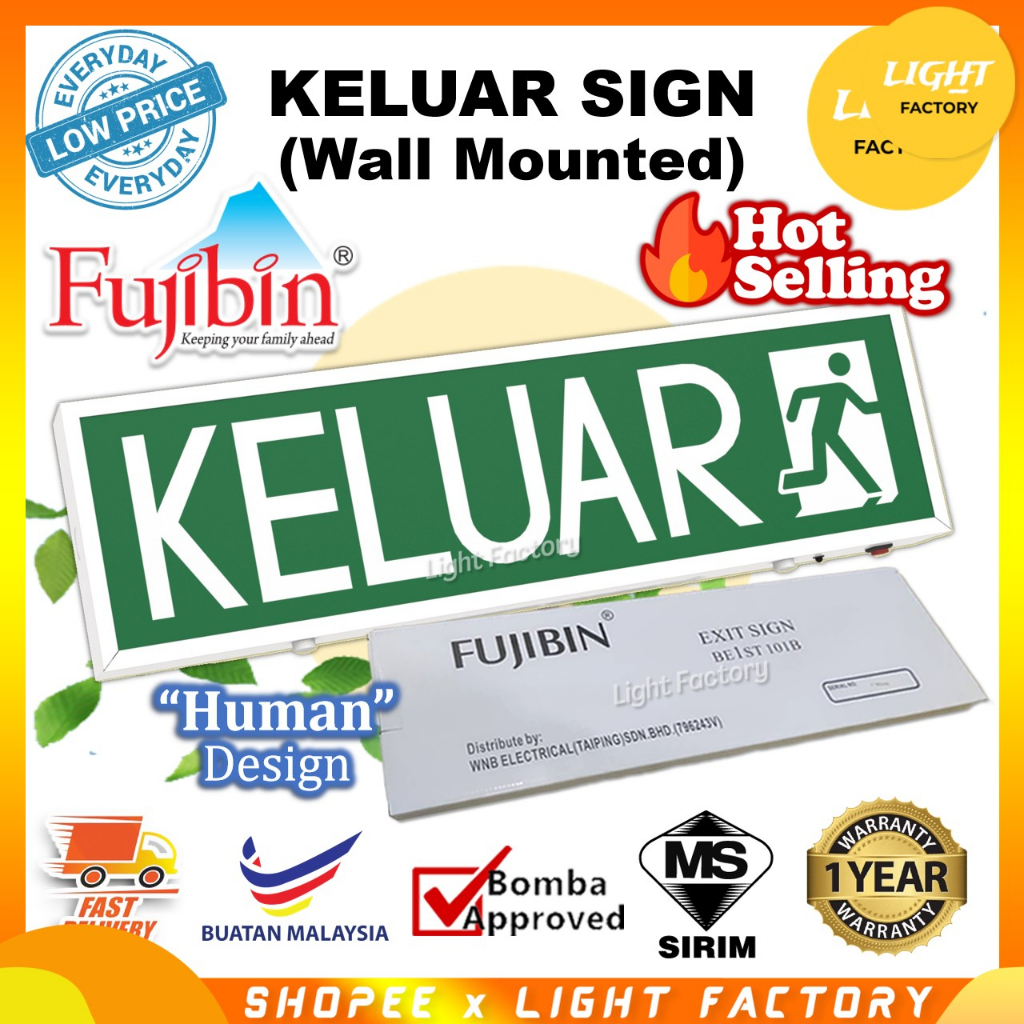 [SIRIM & Bomba Approved] KELIP KELIP LED KELUAR SIGN FUJIBIN BE1ST 101B ...