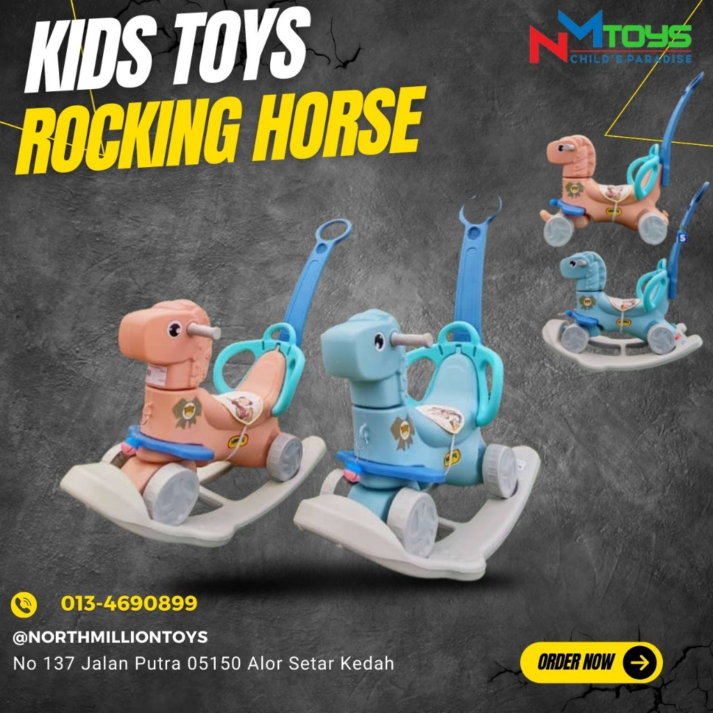 North Million Toys kuda mainan tolak 2 in 1 cut Rocking Horse and ...