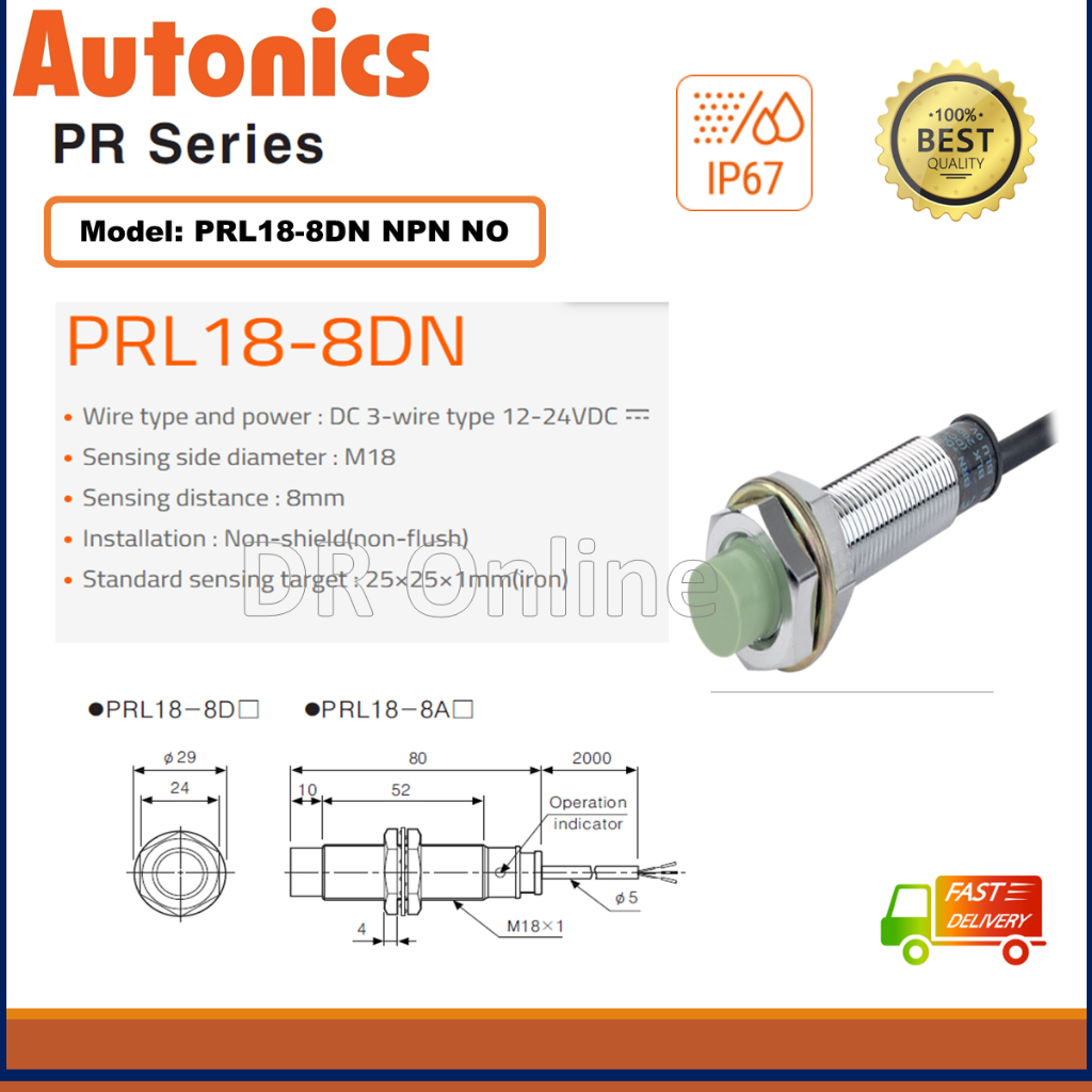 Autonics Proximity Sensor PRL18-8DN M18 8MM DC3 WIRE NPN NO 12-24VDC ~ PRL18-8DN | Shopee Malaysia