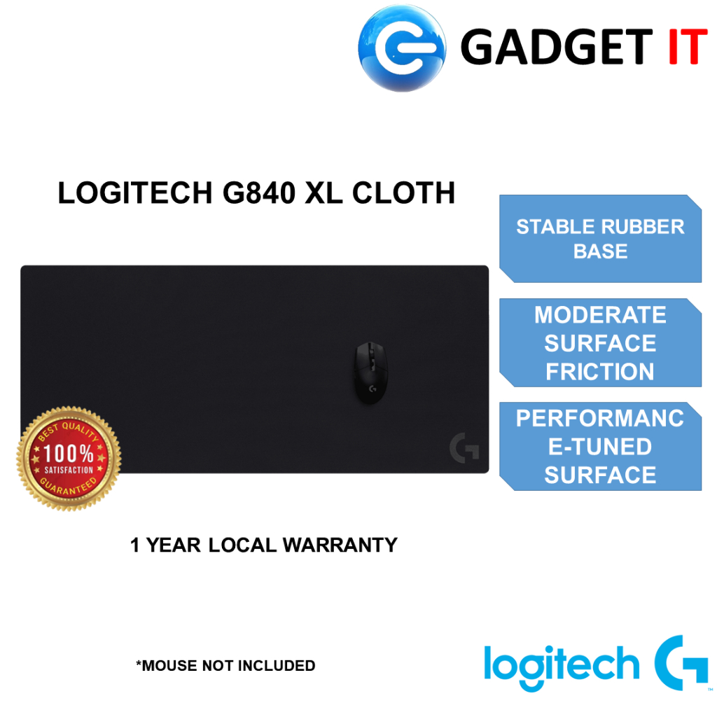 LOGITECH G840 XL CLOTH GAMING MOUSE PAD - 900x400 mm,3 mm THIN MAT ...