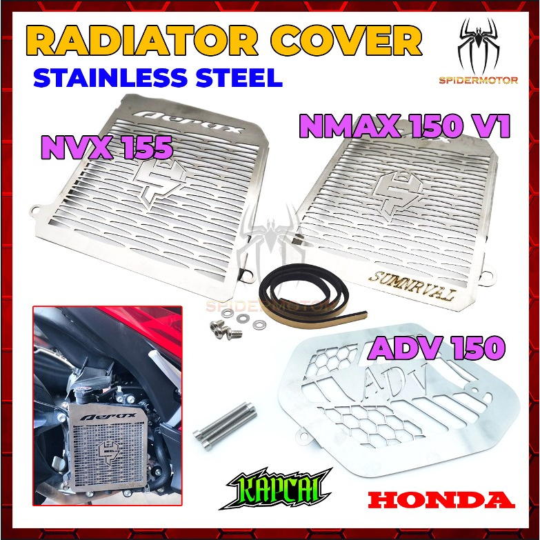 RADIATOR COVER STAINLESS STEEL YAMAHA NVX 155 V1 V2 / NVX155 / NMAX 150 ...
