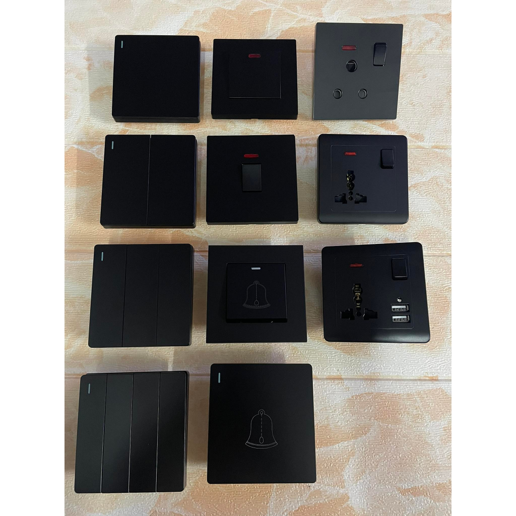 Black color electric sockets 13a universal plug socket / 15a round /20a ...