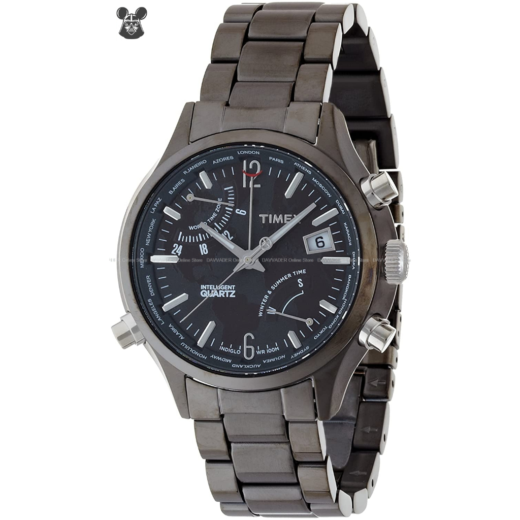 TIMEX T2N946 Men's Watch Intelligent Quartz World Time Traveller SS ...