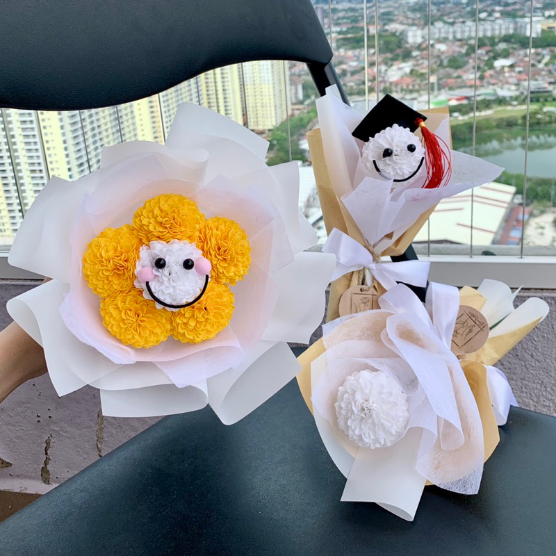 Soap Ping Pong Chrysanthemum OR Pompon Mum Graduation flower Bouquet ...