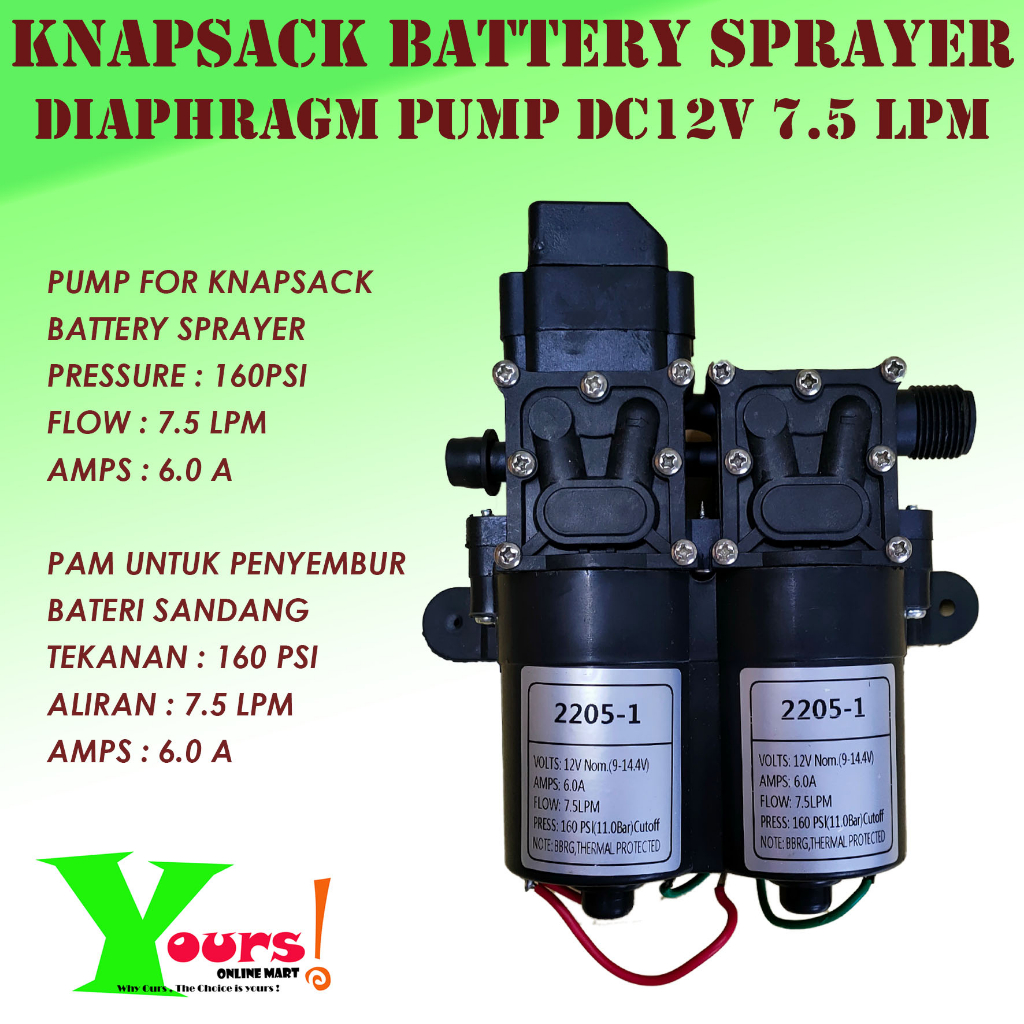 DC12V DOUBLE PUMP FOR BATTERY SPRAYER \ PAM BERGANDA DC12V UNTUK MESIN ...