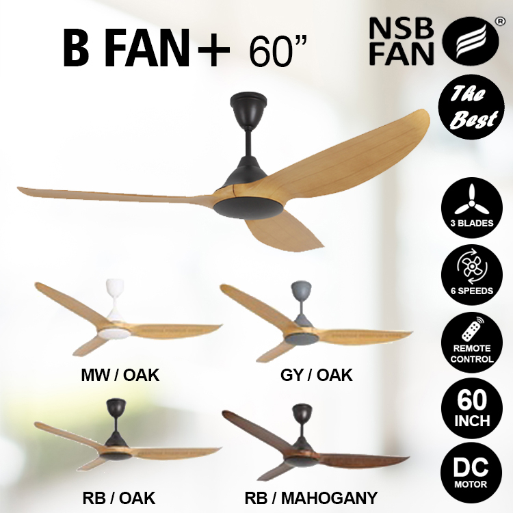NSB B FAN + BFAN 60 Inch DC Motor 3 Blade With Remote Control Ceiling ...