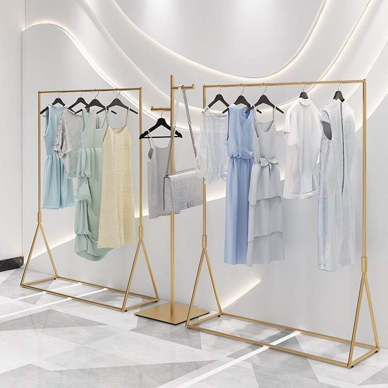 Nordic clothing store display rack gold clothes rack women's clothes ...