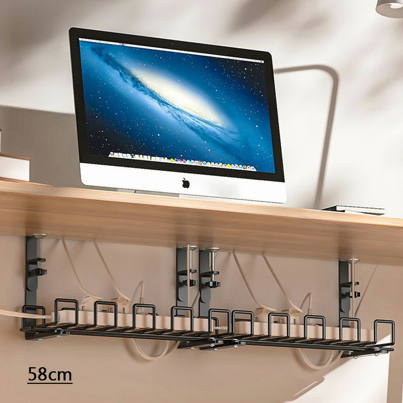 58cm Under Desk Cable Management Tray No Need to Drill Clamp Hidden ...