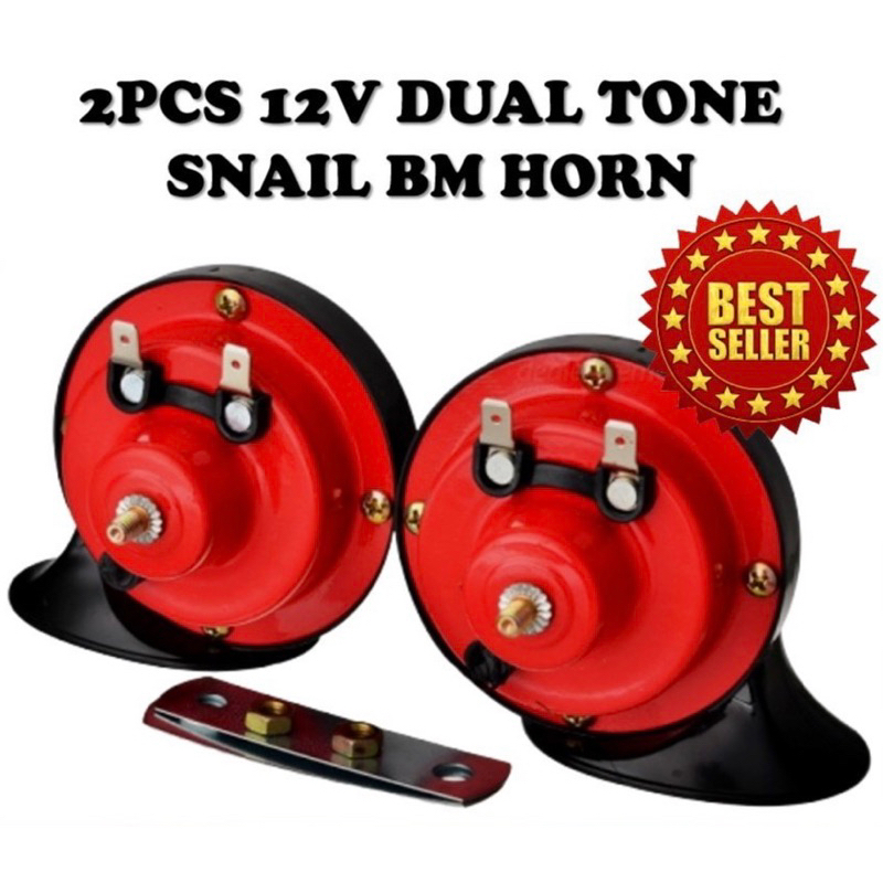 2pcs Racing 12V Red Bm Horn Set / Snail Set Loud Dual Twin Tone with ...