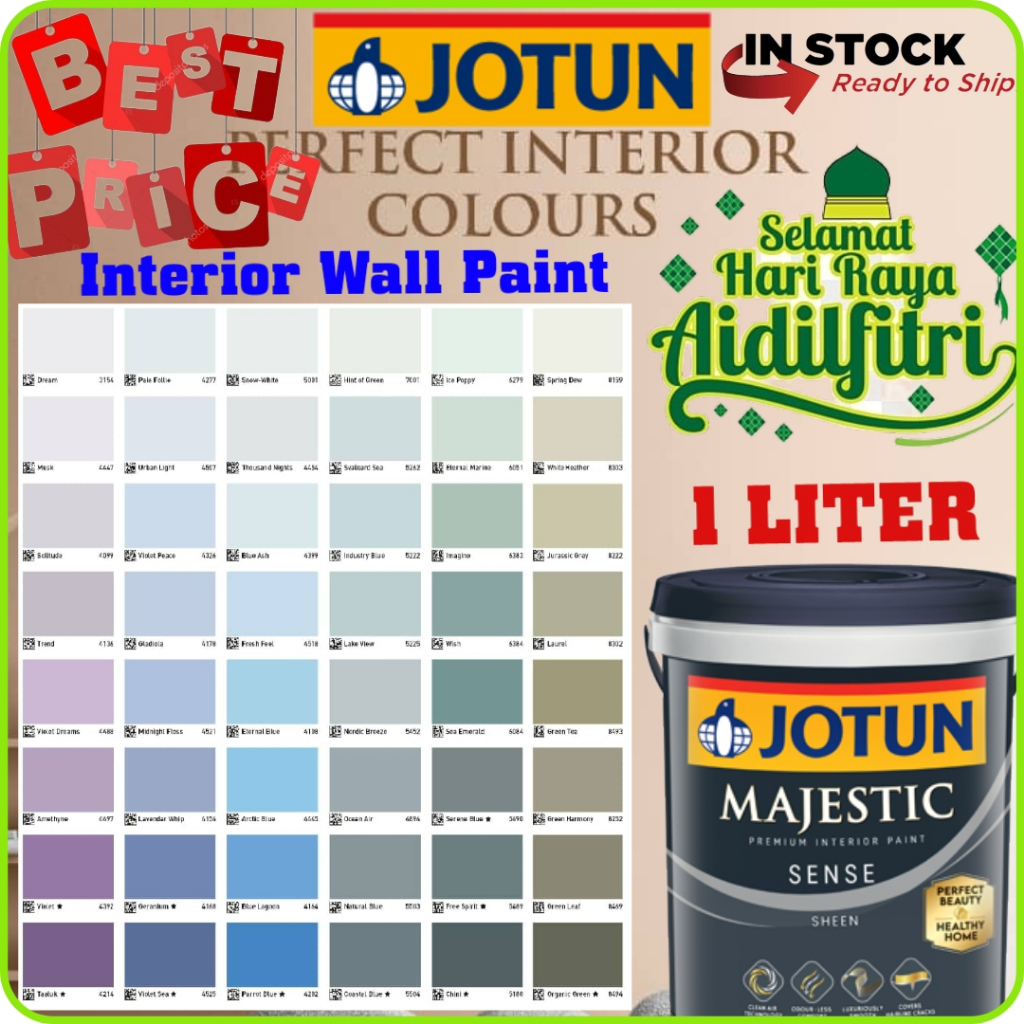 JOTUN MAJESTIC SENSE 1 LITER INTERIOR SHEEN WASHABLE WALL PAINT /CAT ...