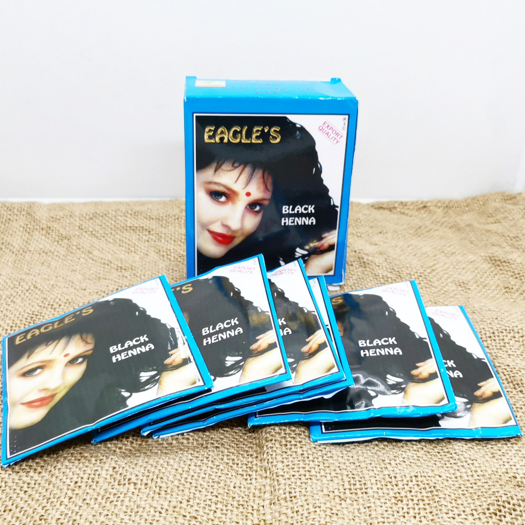 Eagle's Black Henna Hair Dye 6 Pouches x 10gms Inai Pewarna Rambut ...