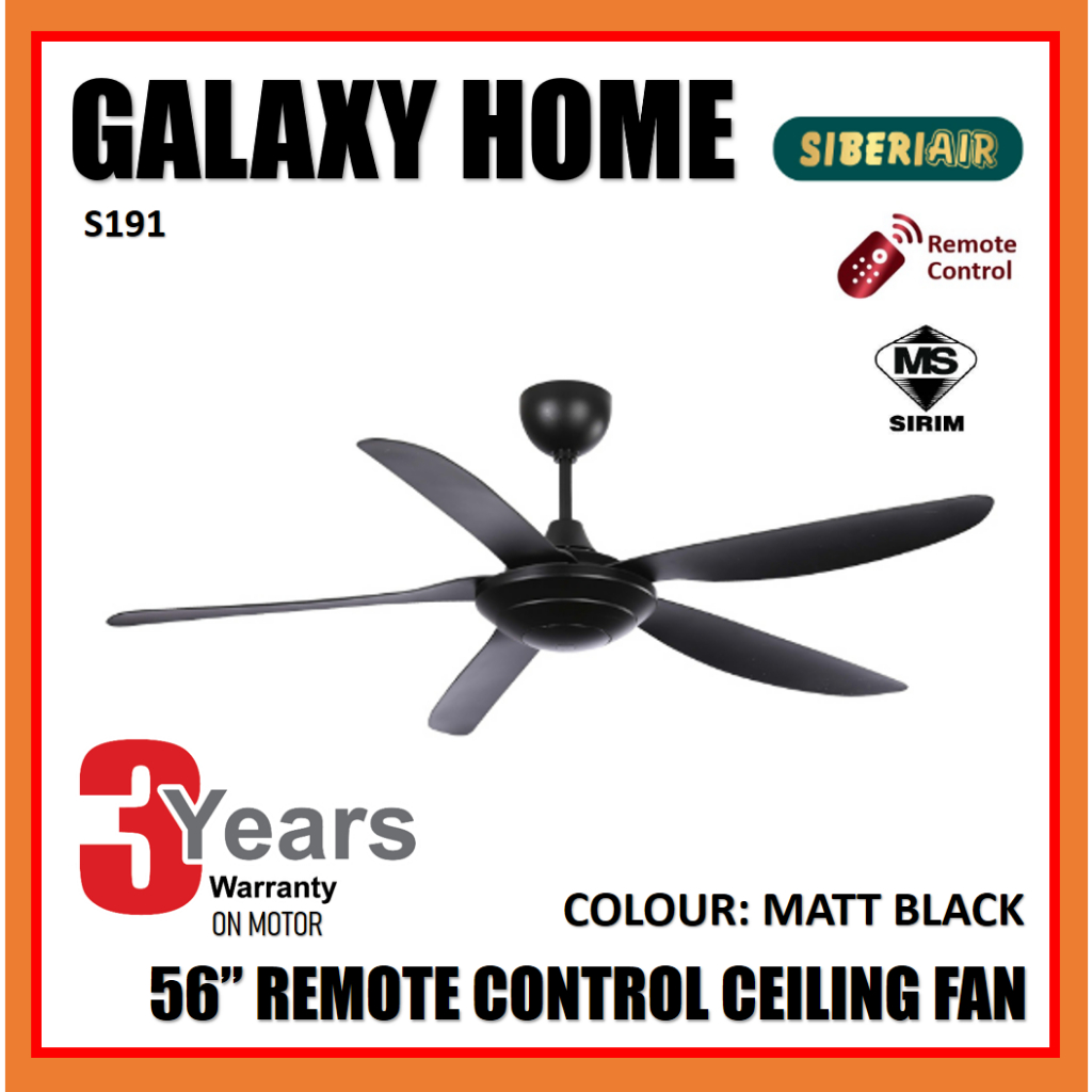 SIBERIAIR S191 56" REMOTE CONTROL AC MOTOR 3 SPEED 5 ABS BLADE REMOTE ...