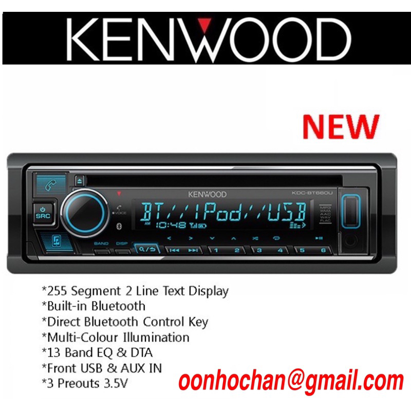 KENWOOD KDC-BT660U CD RECEIVER WITH BUILT-IN BLUETOOTH / FRONT USB ...