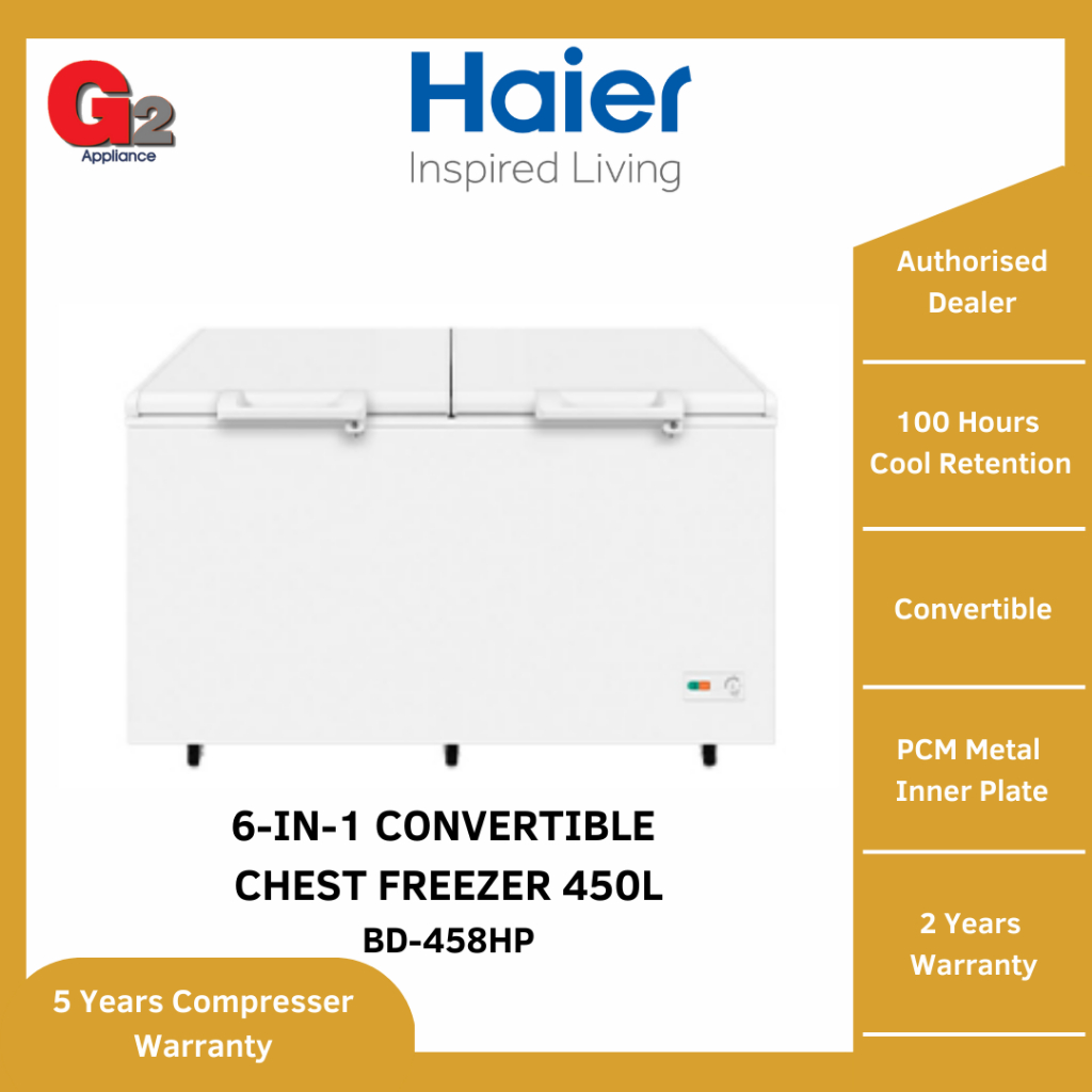 HAIER 6-in-1 Convertible Chest Freezer 450L BD-458HP-HAIER WARRANTY MALAYSIA | Shopee Malaysia