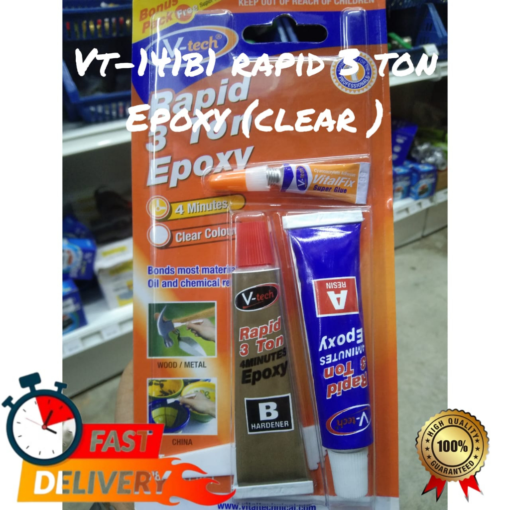 🔥READY STOCK🔥 V-TECH RAPID 3 TON EPOXY 4 MINUTES (CLEAR COLOR) | Shopee ...