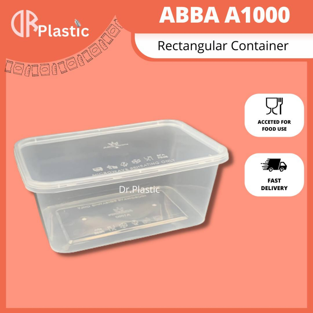 ABBAWARE A1000 Rectangular Disposable Plastic Food Container (50 pcs ...