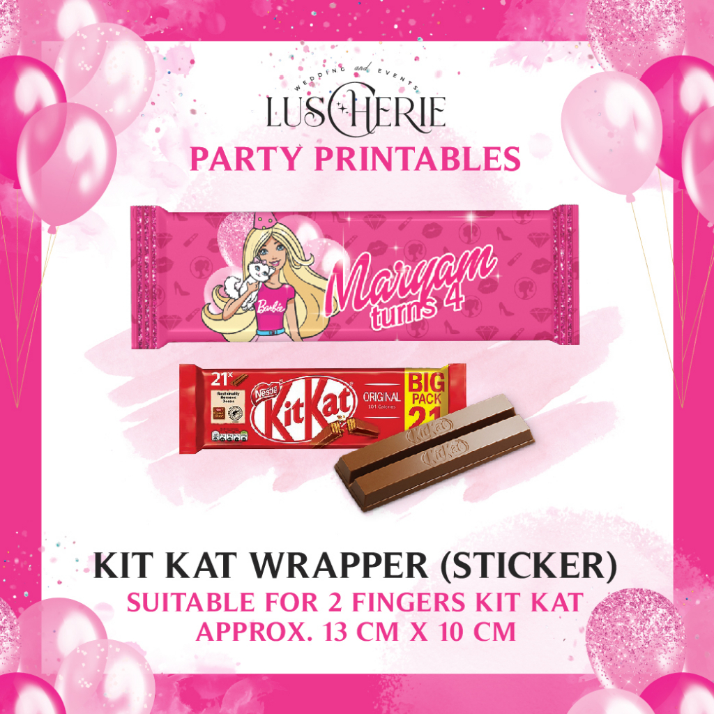 Barbie Girl Birthday Party Printables Pack Cake Topper Bottle Wrapper ...