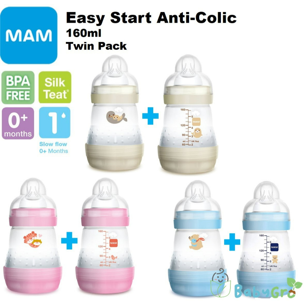 MAM Easy Start Anti-Colic Bottle 5oz/160ml Twin Pack ( 1 Pack 2 Bottles ) | Shopee Malaysia