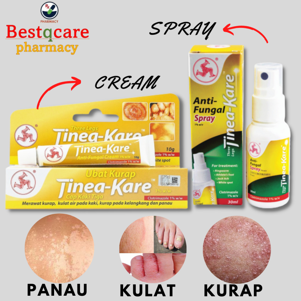 3 LEGS TINEA-KARE ANTI FUNGAL CREAM / SPRAY | Shopee Malaysia