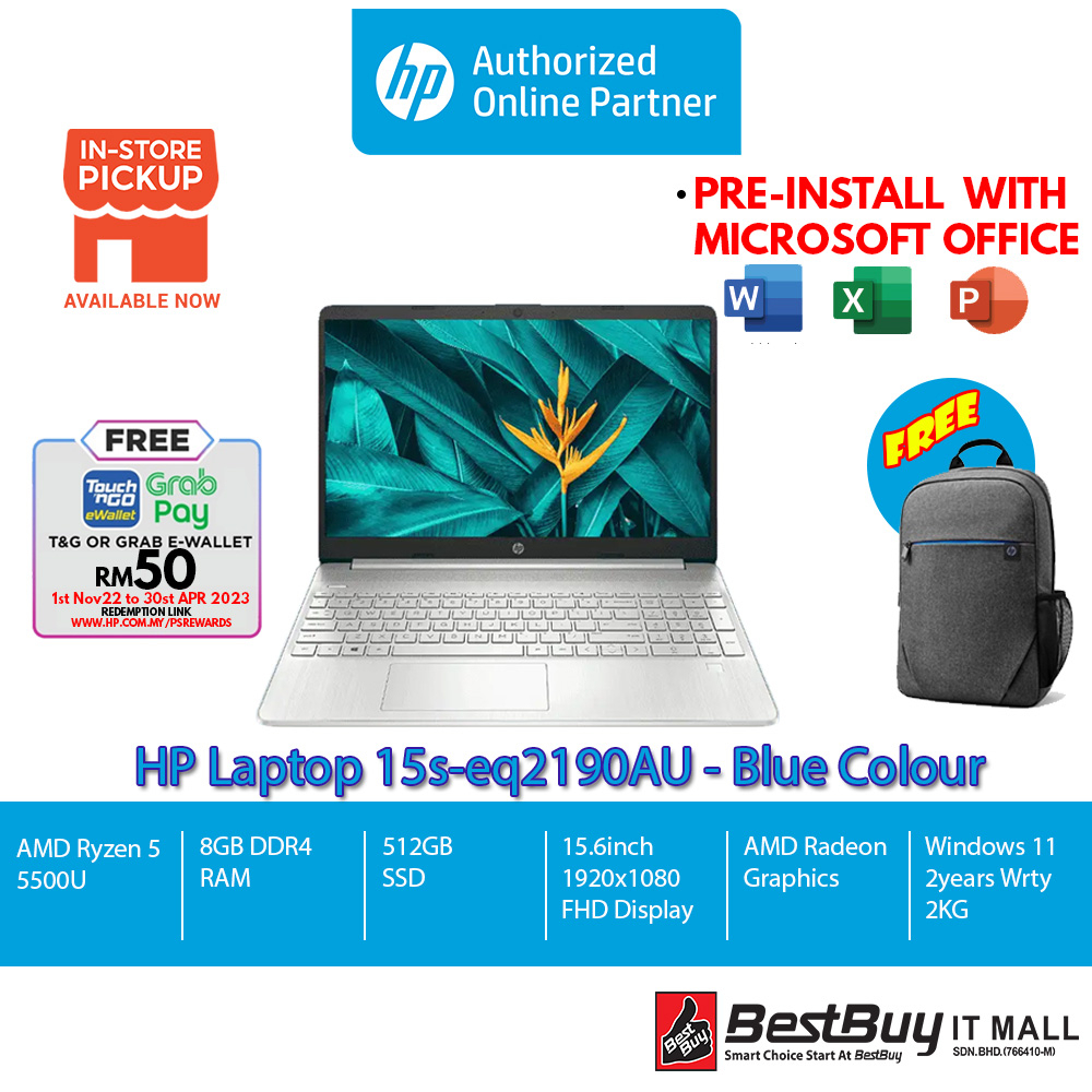 HP 15s-eq2190AU - Blue Colour / 15s-eq2191AU - Gold Colour / 15s-eq2192AU -Silver Colour Laptop ...