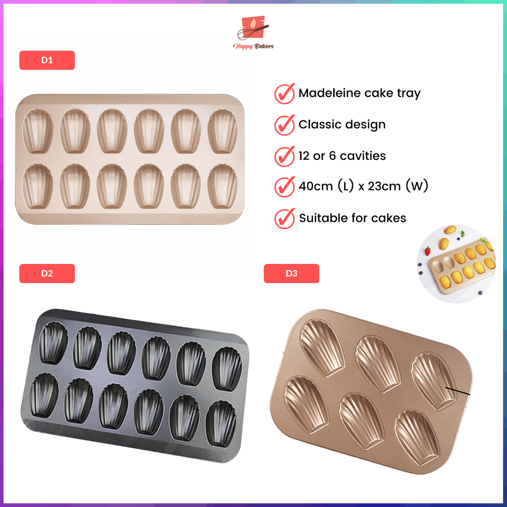 French Style Madeleine Baking Tray Loyang Kuih 马德琳蛋糕烤盘 12 or 6 Cavities ...
