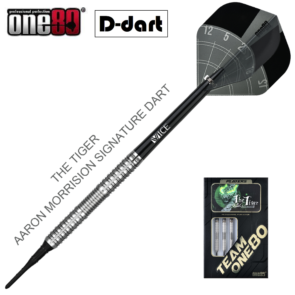 ONE80 SOFT TIP DART - 19G AARON MORRISON SIGNATURE DARTS THE TIGER (19G ...