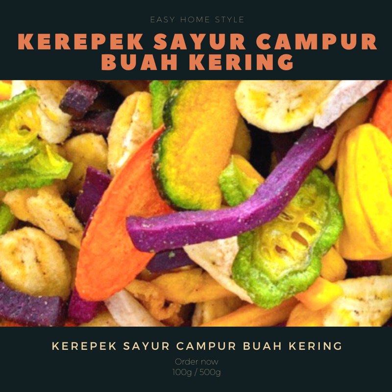 Kerepek Sayur Mix Buah Kering (500g) / Mixed Dried Fruit and Vegetable ...