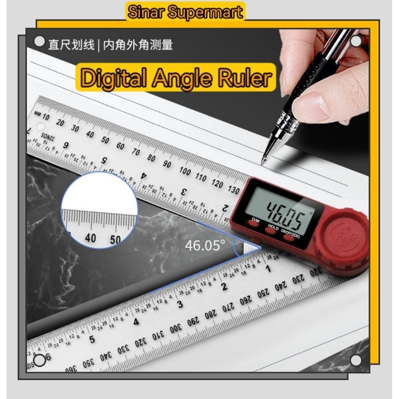 Digital Angle Ruler Angle Finder Protractor Plastic Goniometer 200mm ...