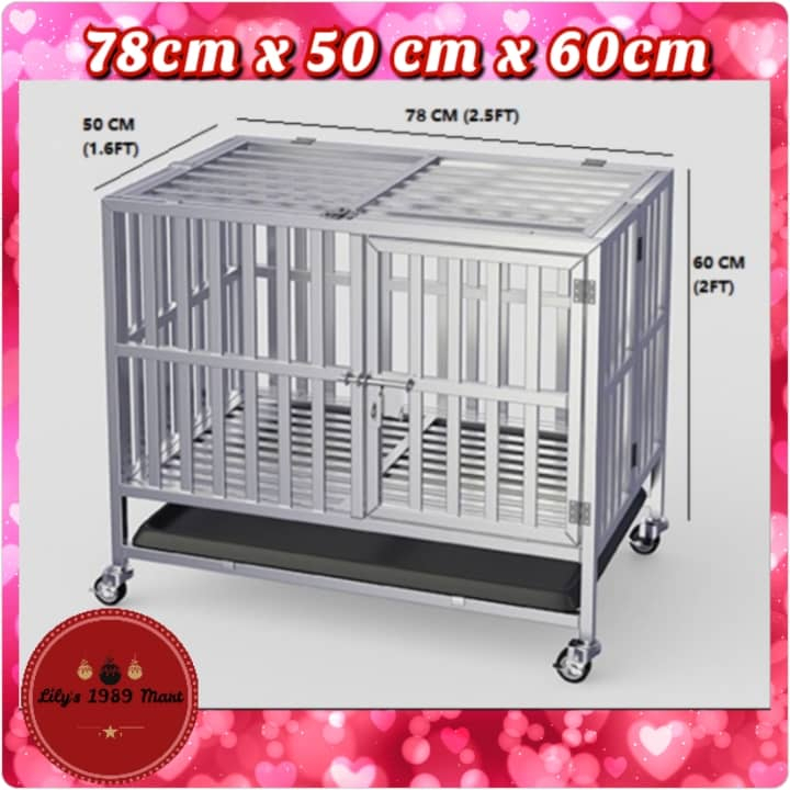 DOG CAGE STAINLESS STEEL (78CM X 50CM X 60CM) | Shopee Malaysia