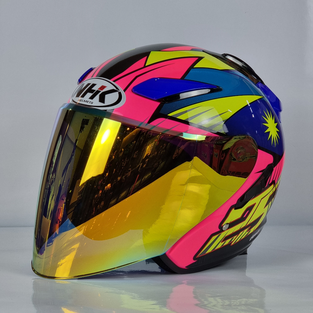 NHK Helmet R1 v2 Azlan Shah (Pink Flo/Blue Glossy) | Shopee Malaysia