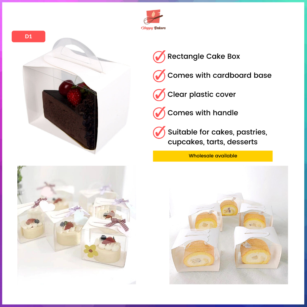 Rectangle Cake Box With Cardboard Base | PET Plastic | For Cakes ...