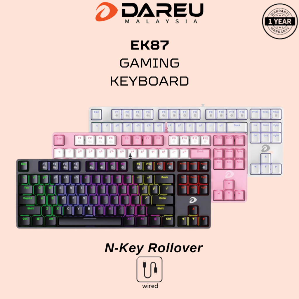 Dareu Glory EK87 87 Key Water Resistant LED Mechanical Gaming Keyboard ...